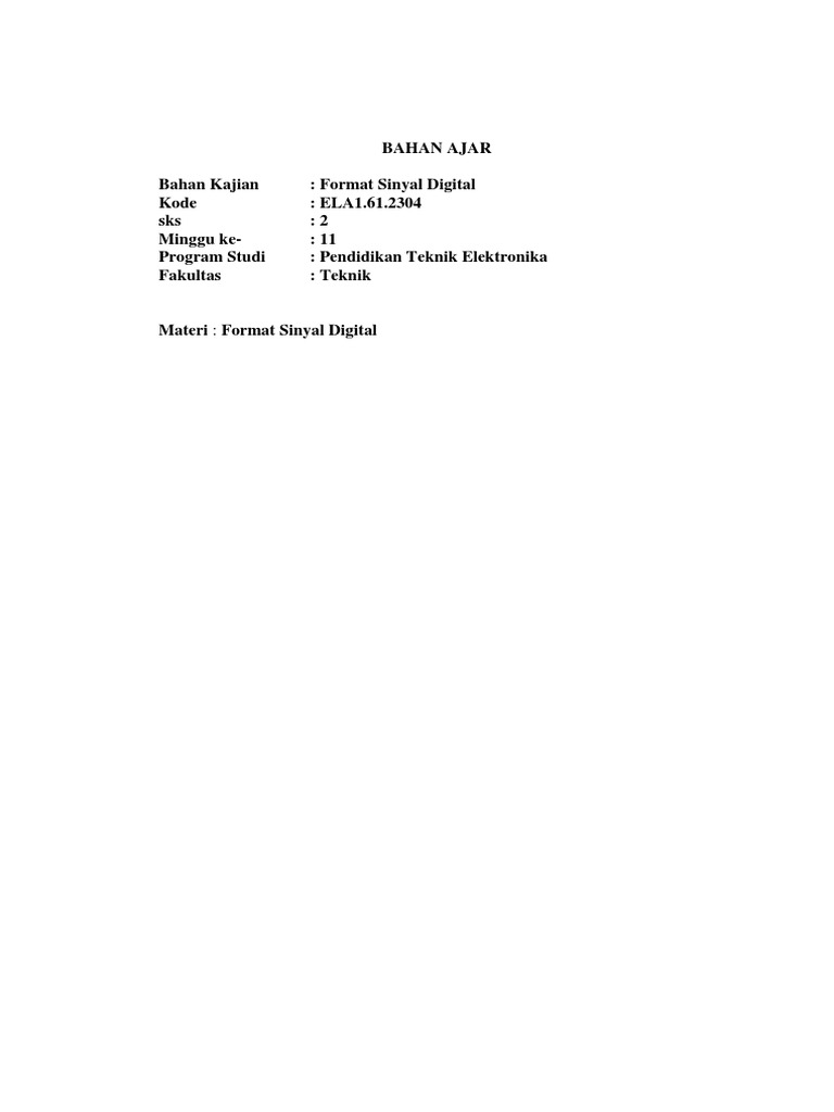 Pertemuan 11 - Format Sinyal Digital PDF | PDF