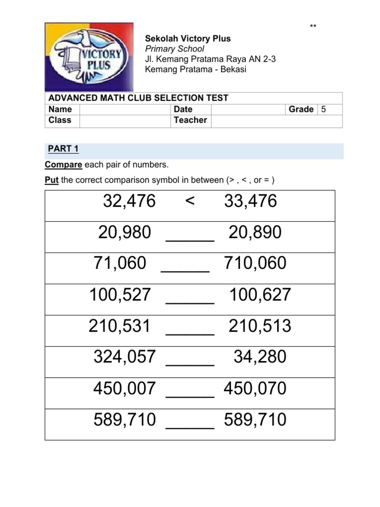 IP - Comparing Numbers | PDF