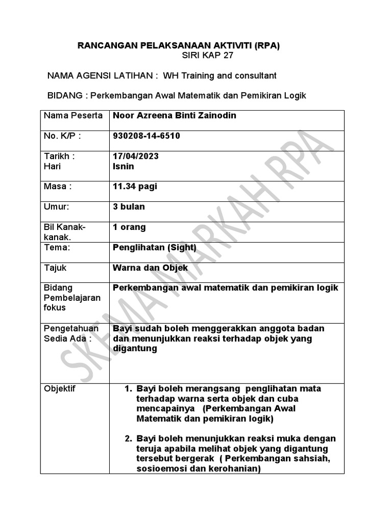 Noor Azreena Binti Zainodin - SIRI 27 KUMPULAN 3 (RPA Perkembangan Awal ...