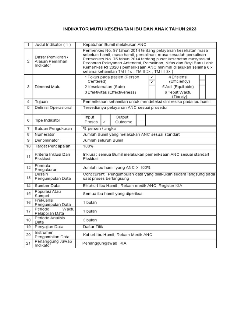 Indikator Mutu KIA | PDF