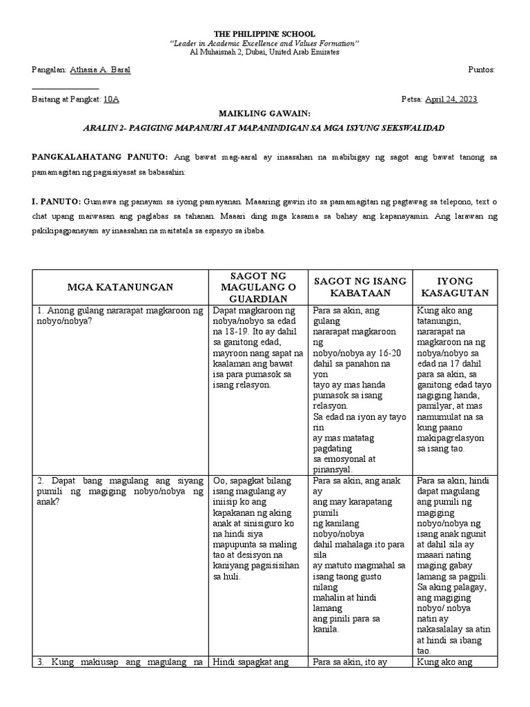 G10-Esp Learning Activities | PDF