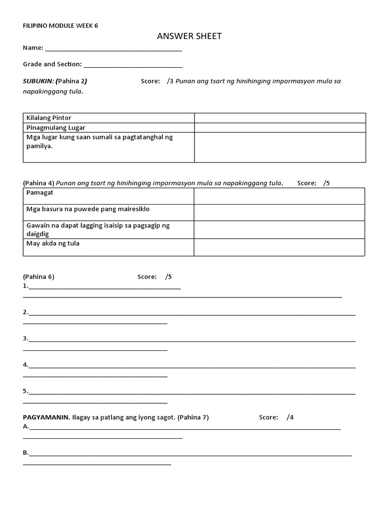 Filipino Module Week 6 | PDF