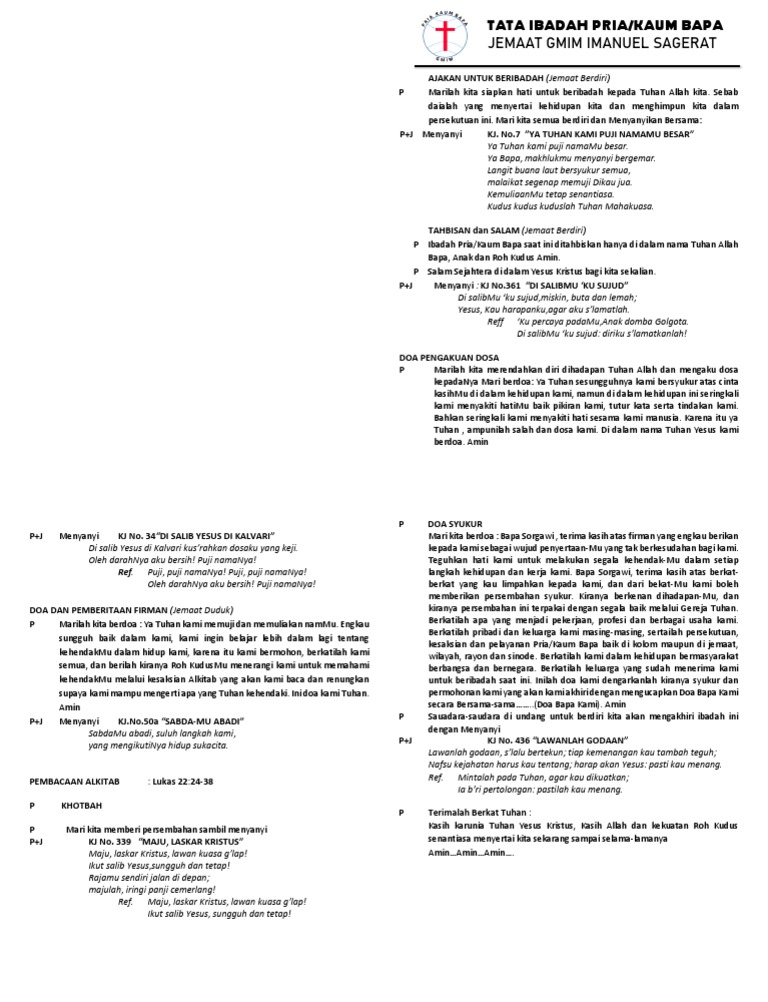 Tata Ibadah PKB Minggu Sengsara III 2023 | PDF
