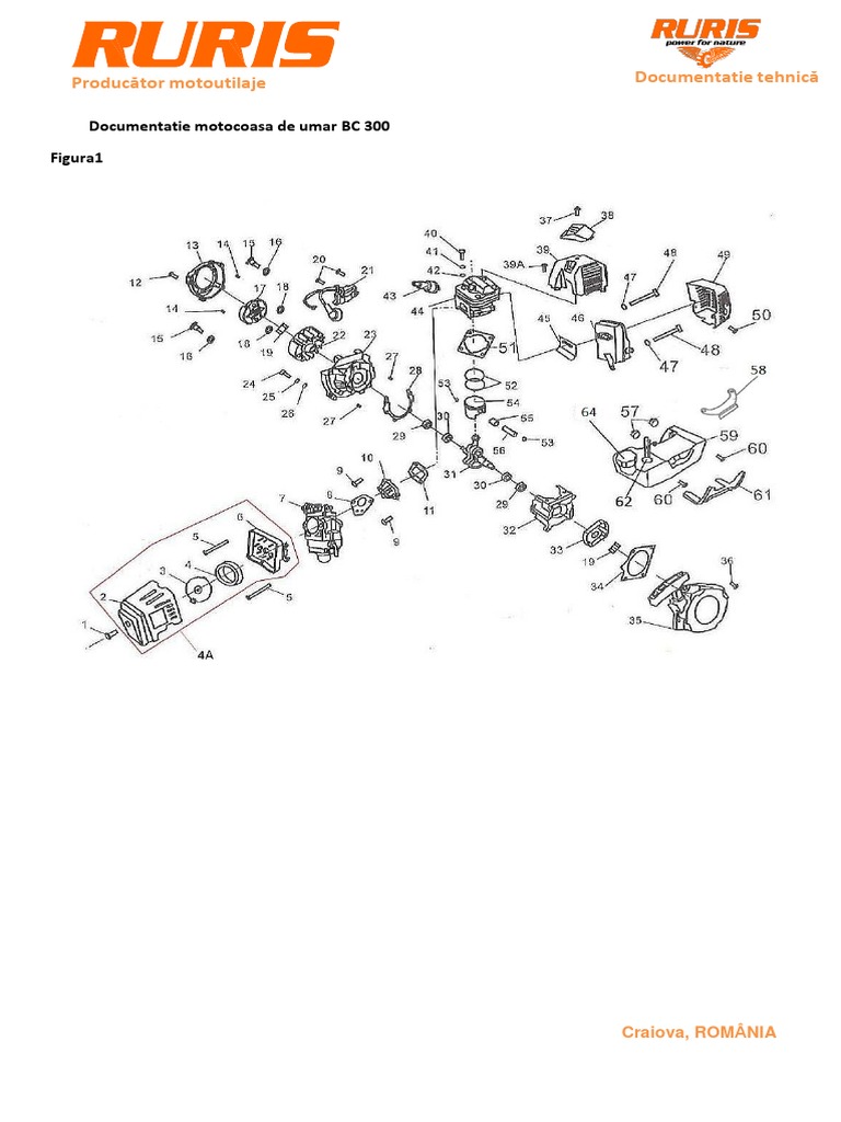 Motocoasa BC 300: Documentație Tehnică | PDF | Piston | Engines