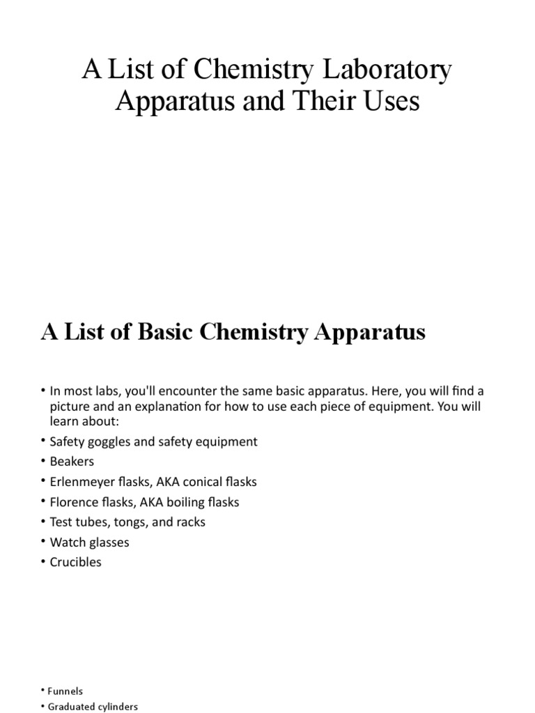 Essential Chemistry Lab Apparatus Guide | PDF | Laboratory Equipment ...