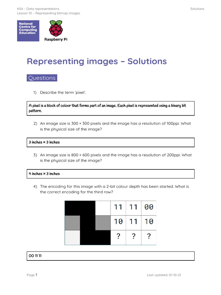 A3 Solutions - Representing Images | PDF | Image Resolution | Pixel