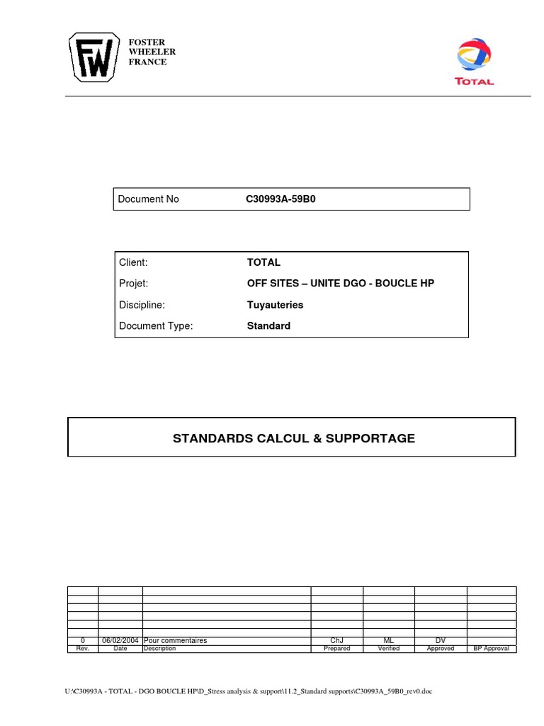 Piping - Foster Wheeler - Standards Calcul & Supportage (En) | PDF
