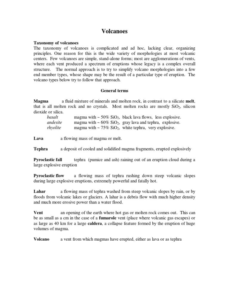 A Comprehensive Overview of Volcano Types, Eruption Styles, and Key Volcanic Terms | PDF ...