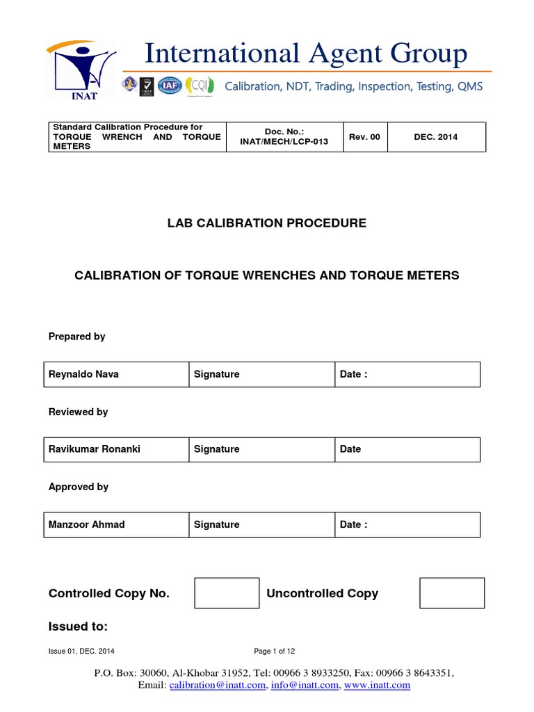 013-Torque Wrenches and Torue Meters | PDF | Calibration | Measurement