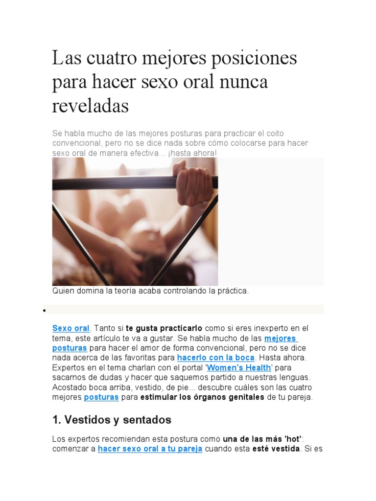 Las Cuatro Mejores Posiciones para Hacer Sexo Oral Nunca Reveladas | PDF | Relaciones sexuales ...