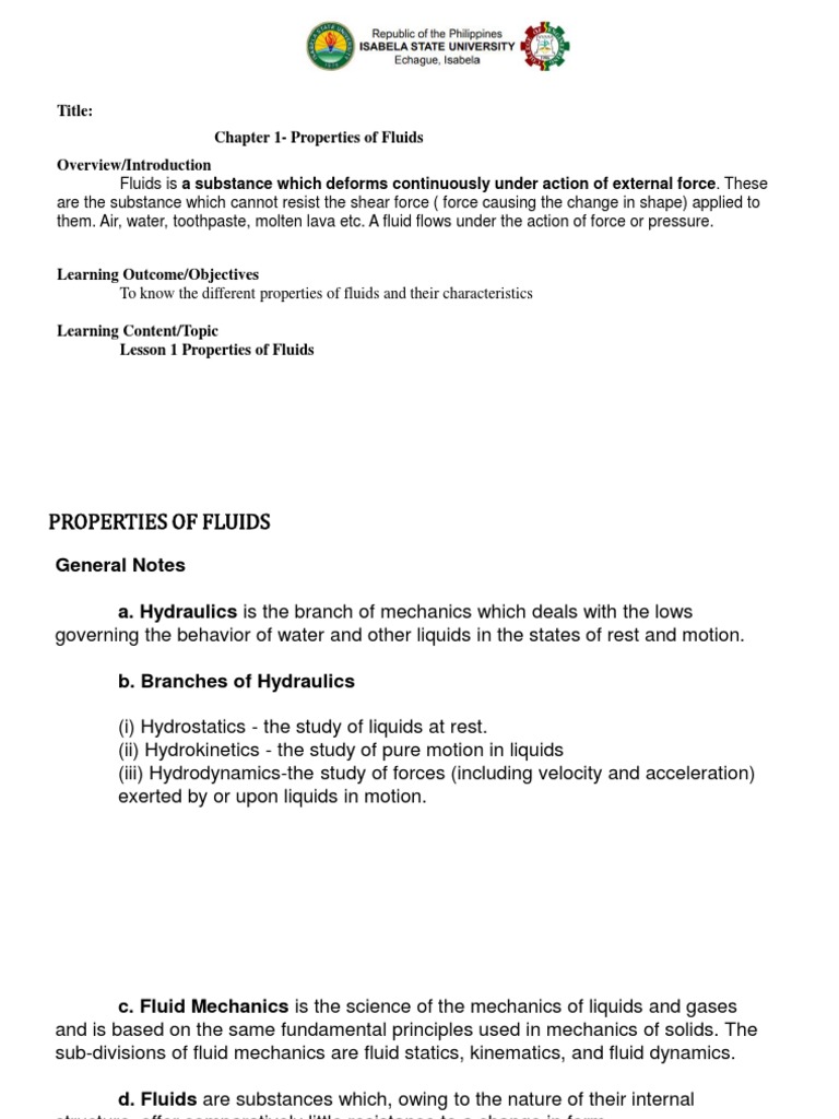 Fluid Properties and Specific Weights | PDF | Density | Fluid Mechanics