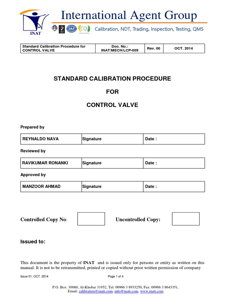 Control Valve Calibration Procedure | PDF | Calibration | Valve