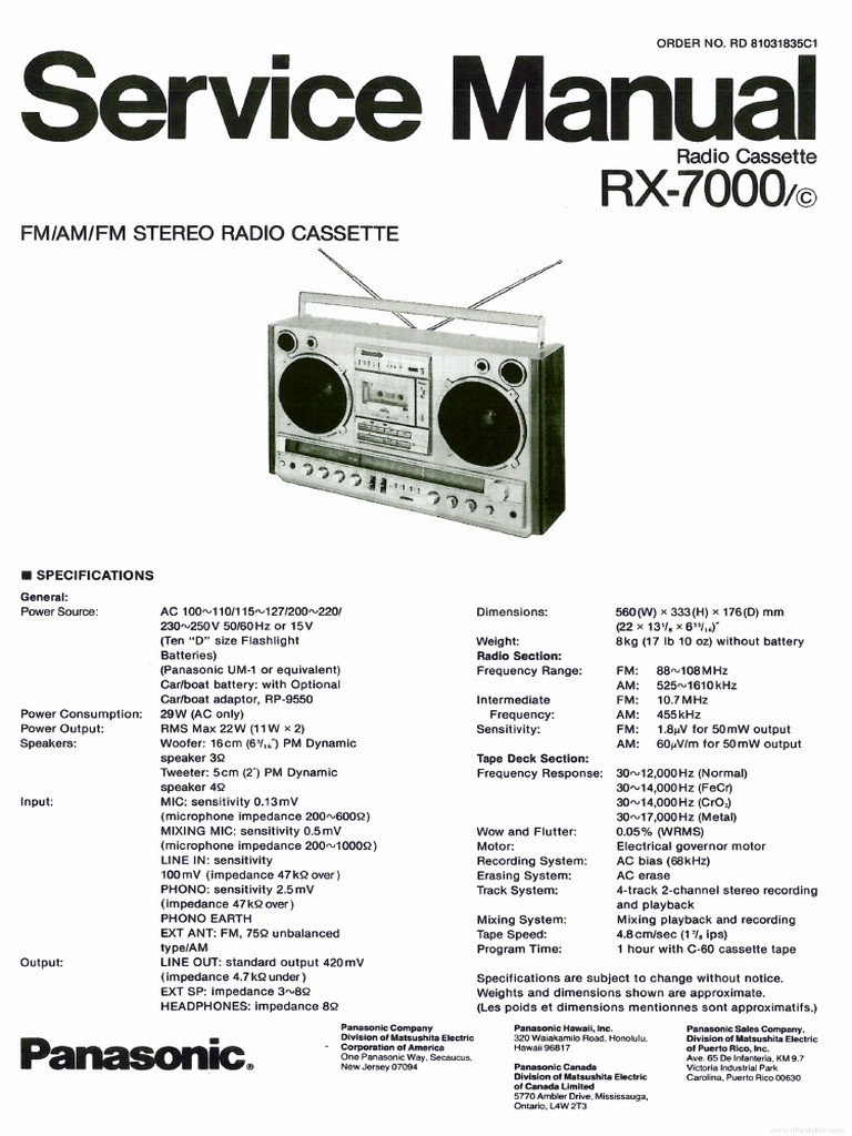 Hfe Panasonic rx-7000 Service en | PDF