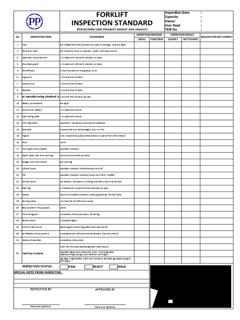 Inspeksi Tools & Alat Berat | PDF | Forklift | Crane (Machine)
