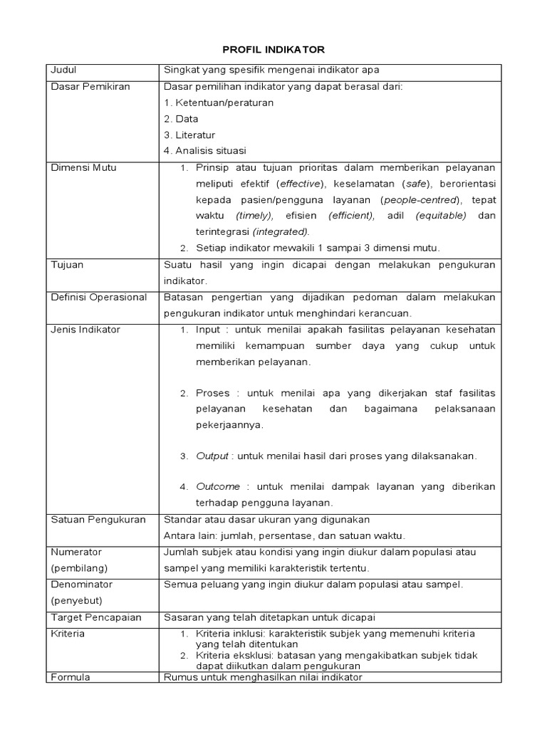 Profil Indikator | PDF