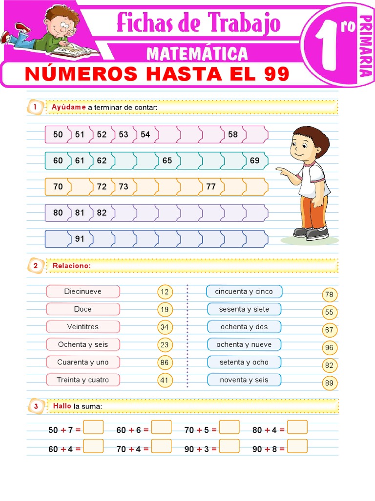 Actividades de Números hasta el 99 | PDF