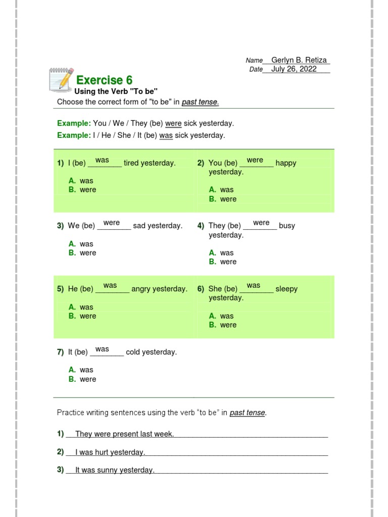 Verb To Be Part 1 | PDF