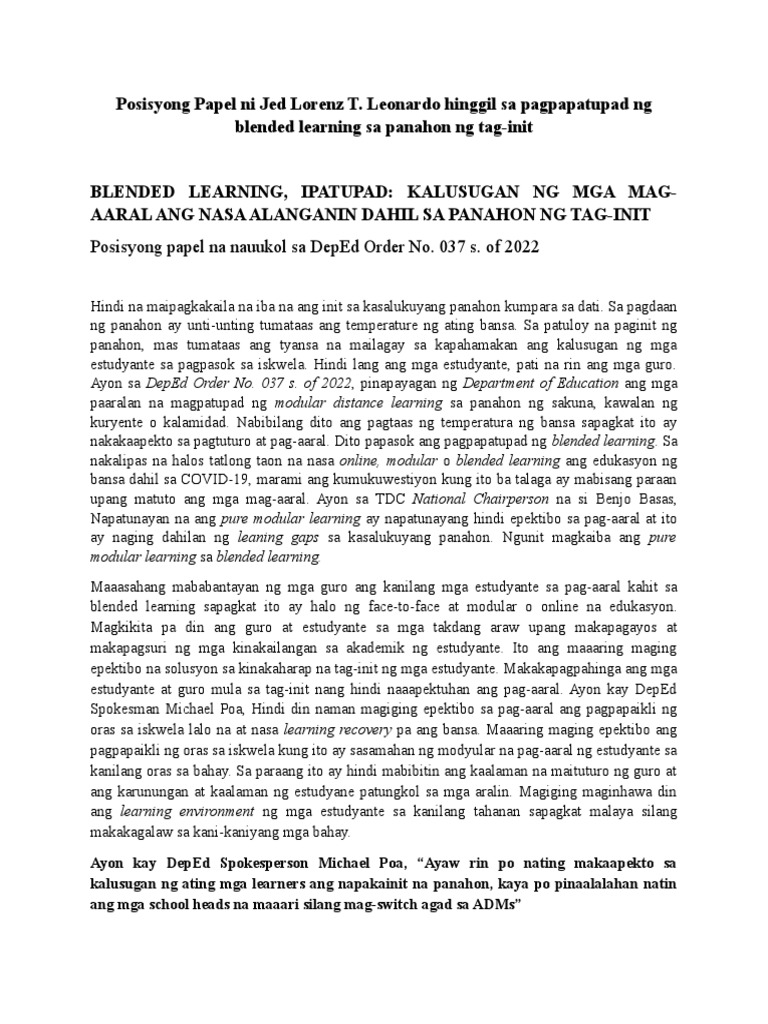 Posisyong Papel | PDF