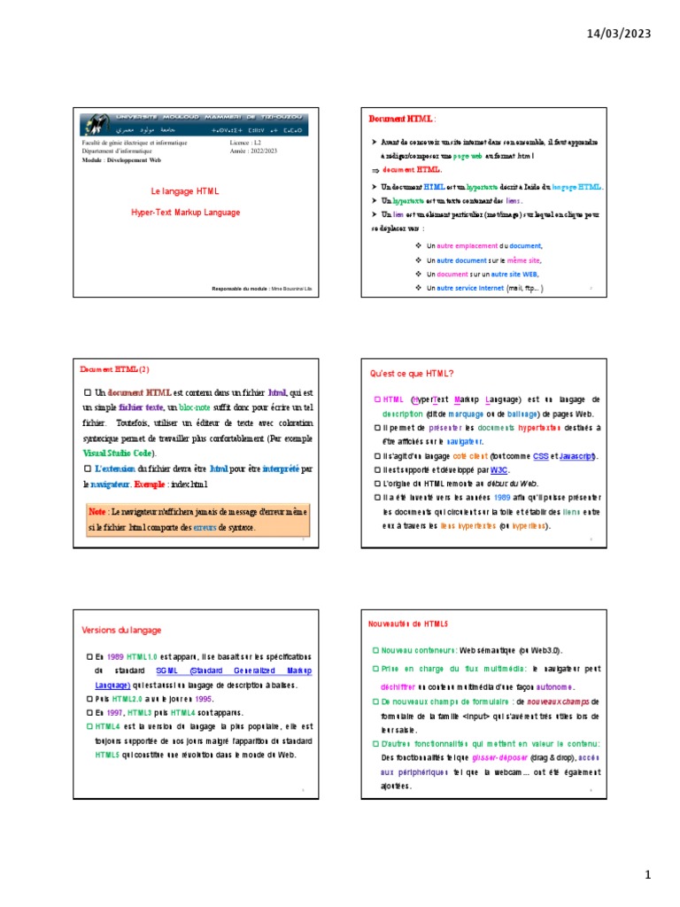 Cours02 1 | PDF | Html | Langage de balisage