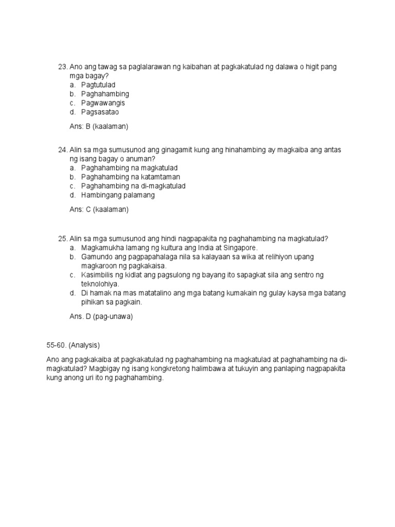 Pang-Abay - Dalawang Uri NG Paghahambing | PDF Pang-Abay - Dalawang Uri NG Paghahambing | PDF