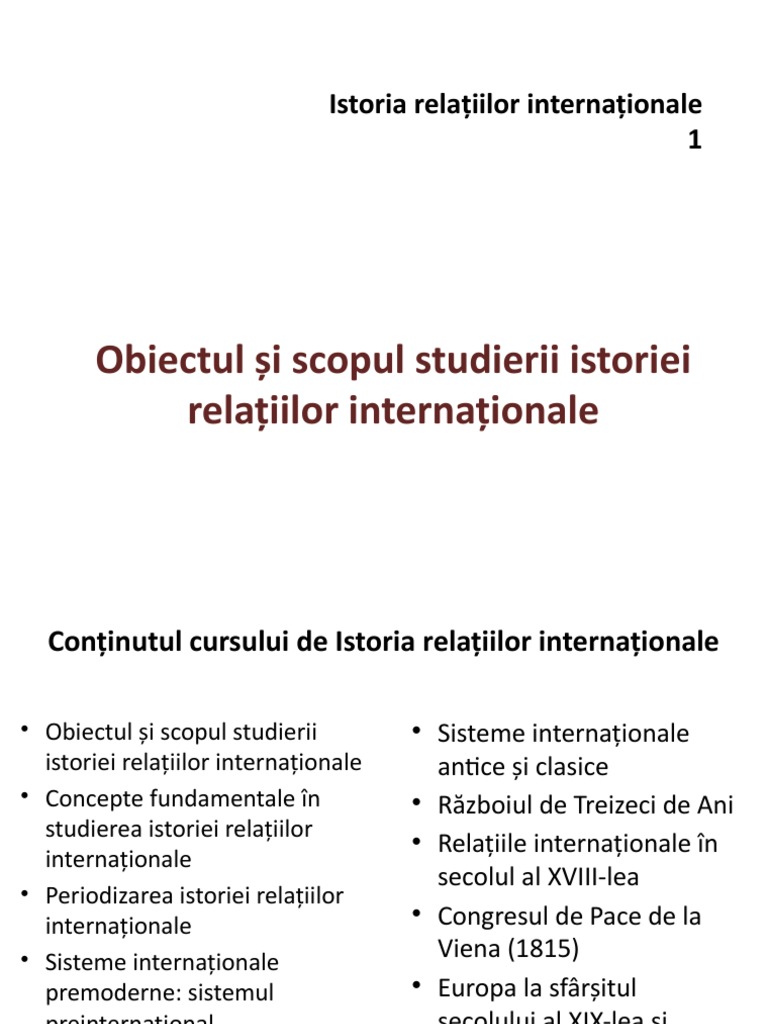 Ist - Rel.Int.1.Introducere - Obiectul Și Scopul Studiului | PDF