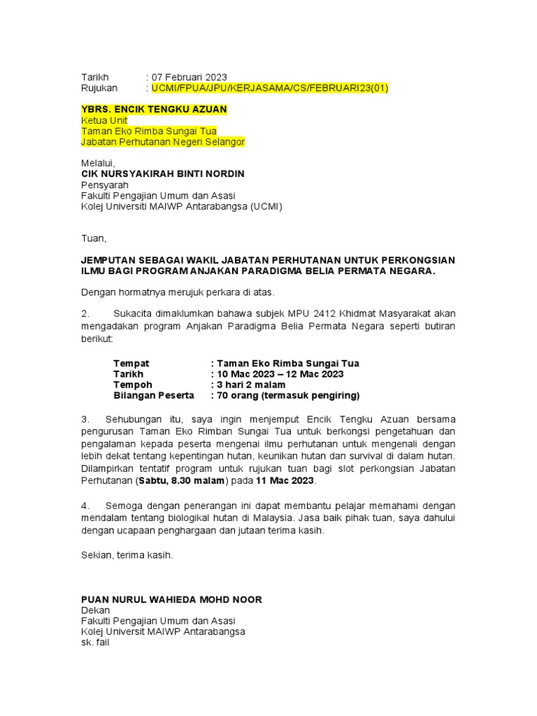 CS SURAT JEMPUTAN PENCERAMAH.docx | PDF