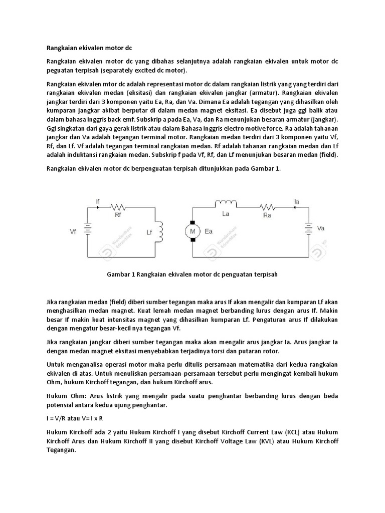 Rangkaian Ekivalen Motor DC | PDF