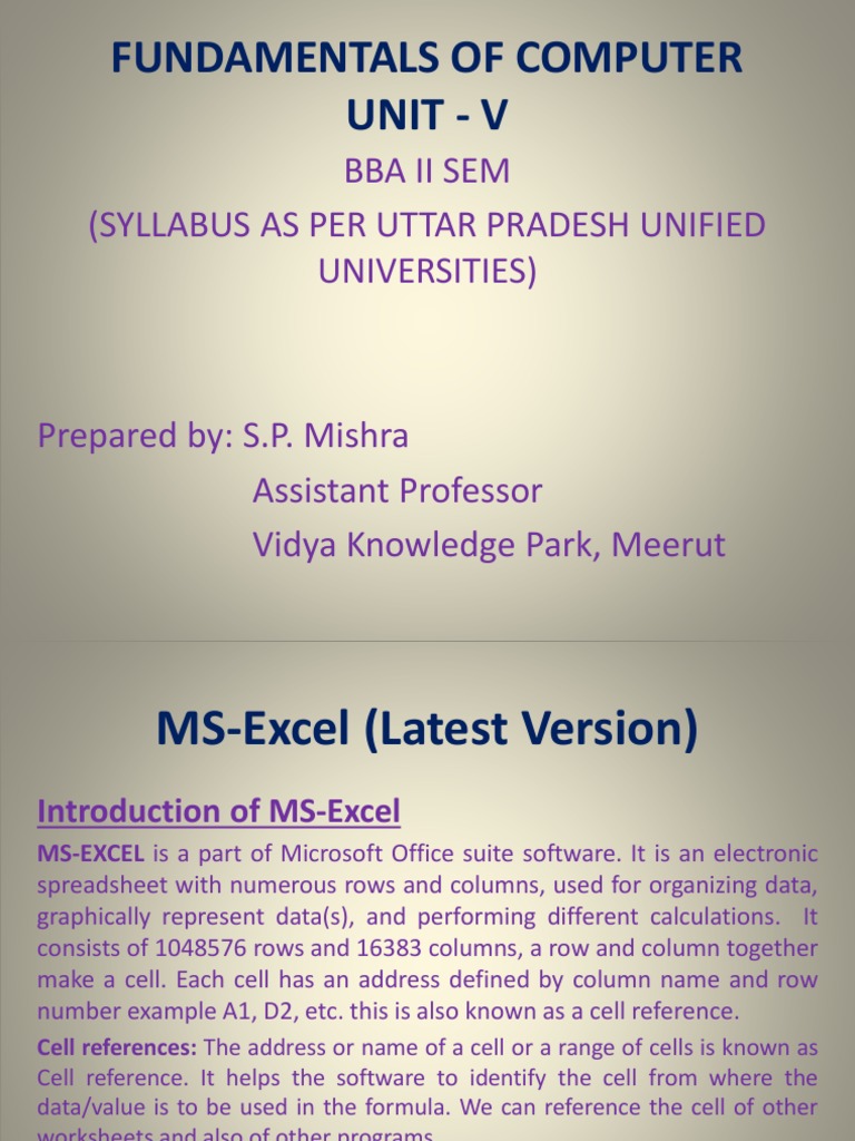 Foc Unit 5 | PDF | Microsoft Excel | Microsoft Power Point