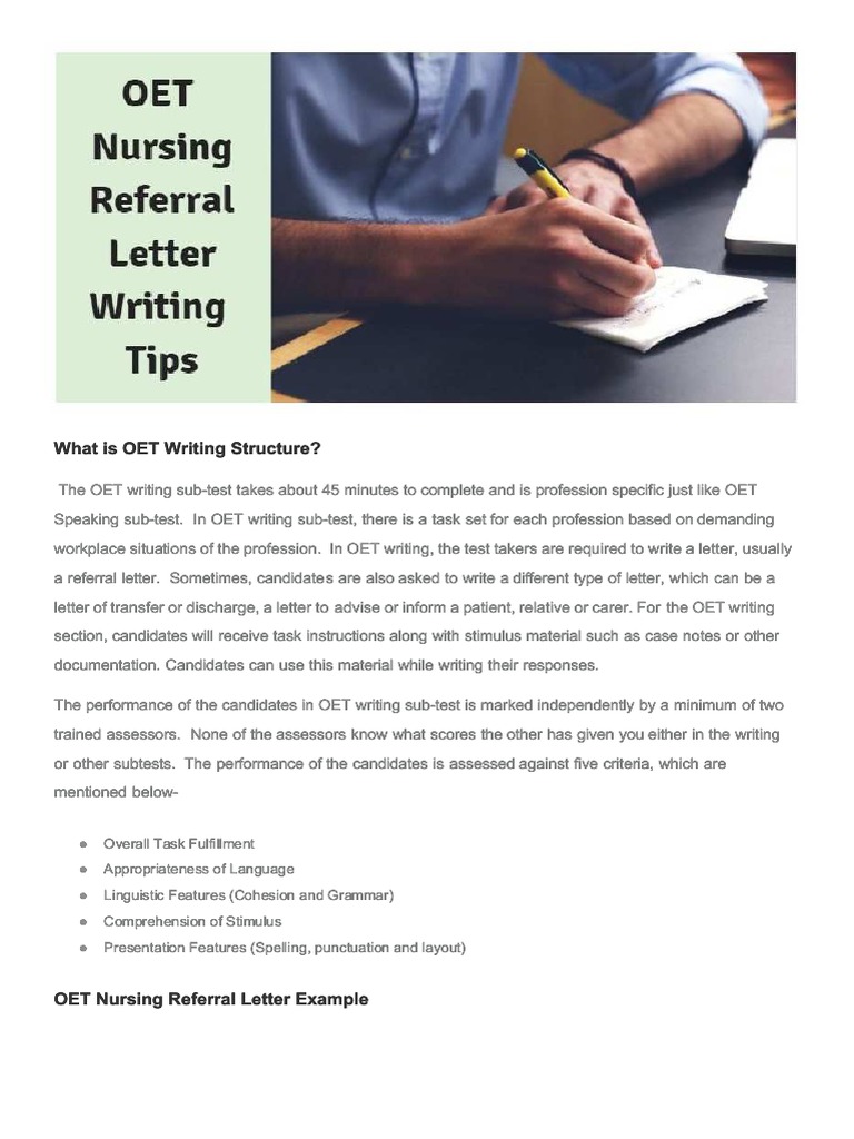 OET Nurse Writing | PDF | Nursing | Health Care