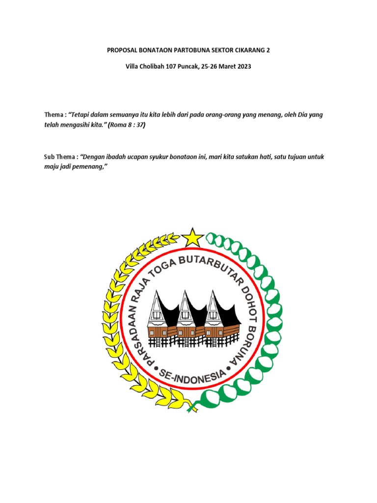 Proposal Bonataon Partobuna Cikarang-2 | PDF | Memasak, Makanan ...