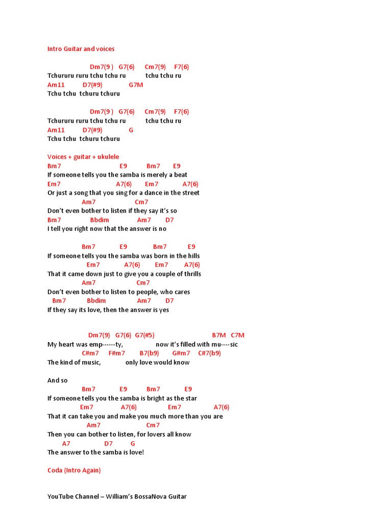 The Answer Chords for Samba | PDF