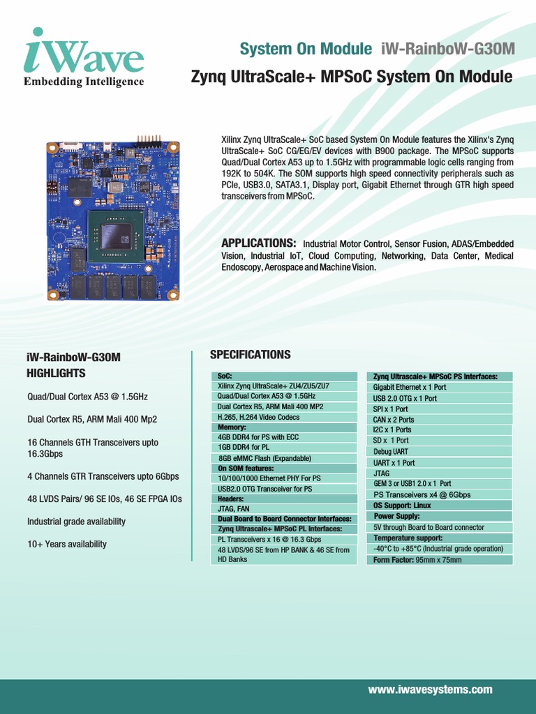g30m Zynq Ultrascale Som Brochure R2 1-1816117 | PDF | Usb | Office Equipment
