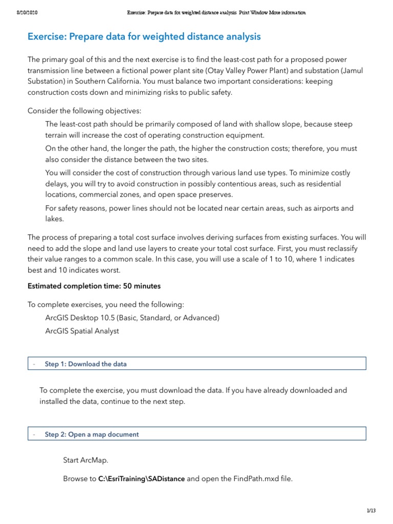 Least Cost Path | PDF | Geographic Information System | Arc Gis