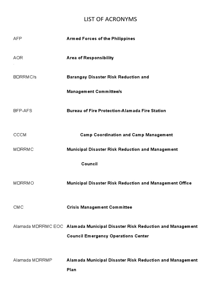 List of Acronym1 | PDF | Emergency Management | Hazards