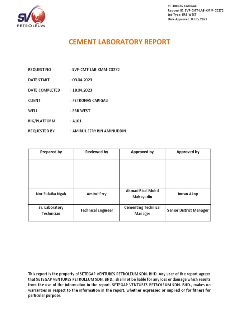 Svp-Cmt-Lab-Kmm-C0272 Erb West D1 | PDF | Pressure | Quantity