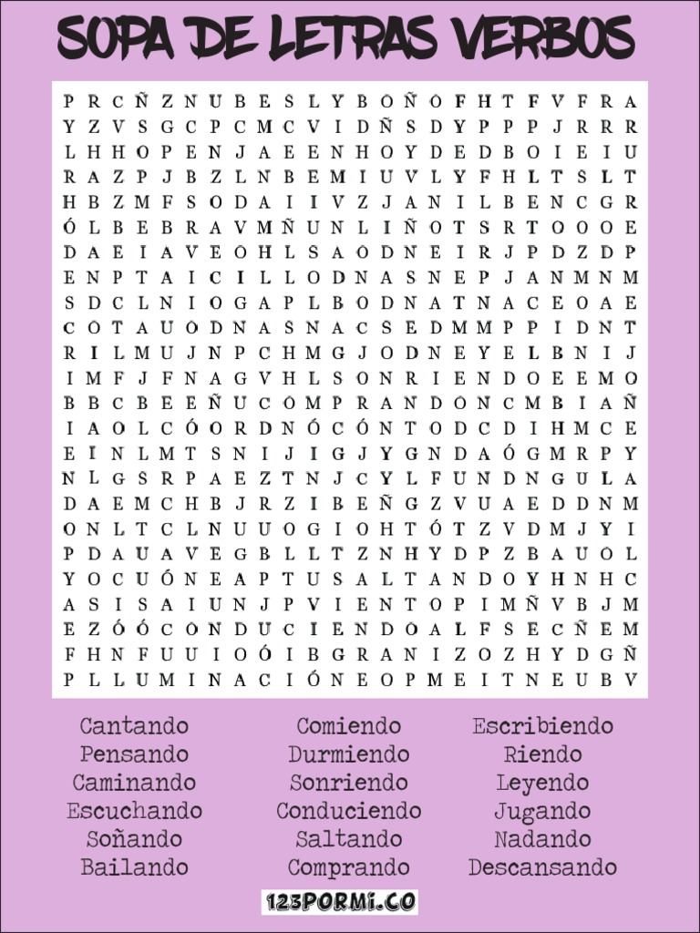 Sopa de Letras Verbos | PDF | Artes del Lenguaje y Comunicación