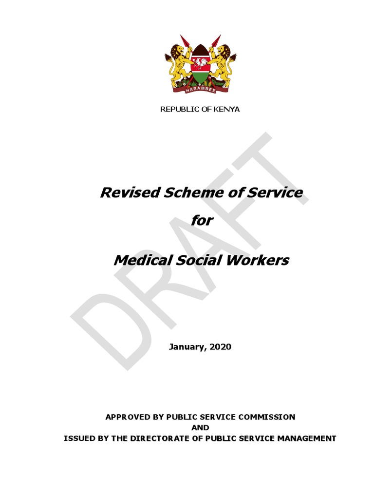 Draft Scheme of Service For Medical Social Workers JAN 2020 | PDF