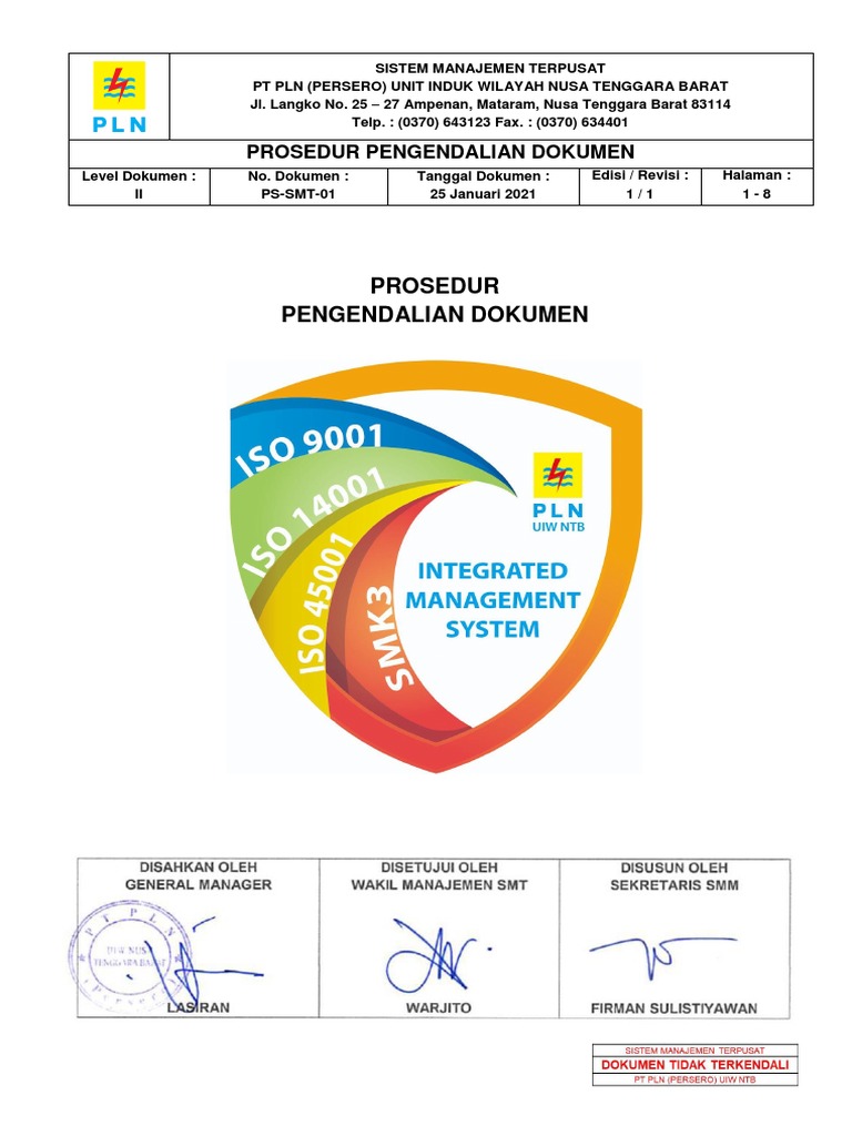 PS-SMT-01 - Prosedur Pengendalian Dokumen - New | PDF