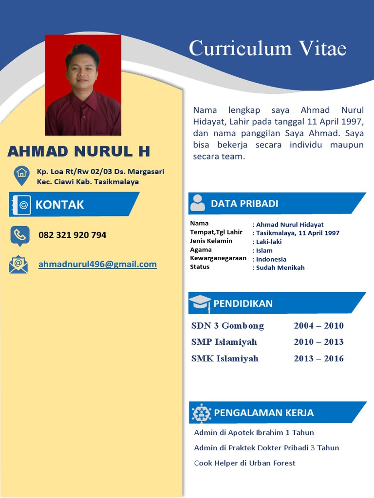 Curriculum Vitae Ahmad Nurul Hidayat | PDF