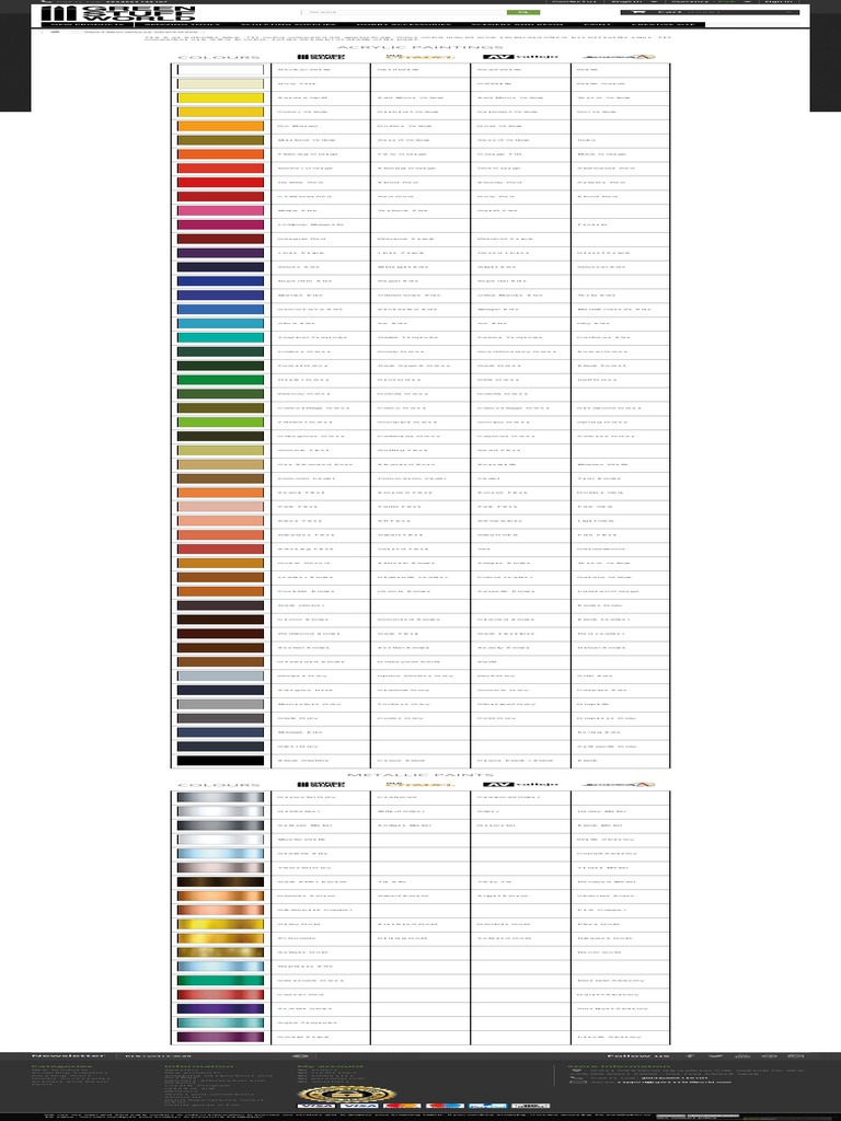 Acrylic Paint Color Equivalence Chart: A Reference for Comparing Paint ...