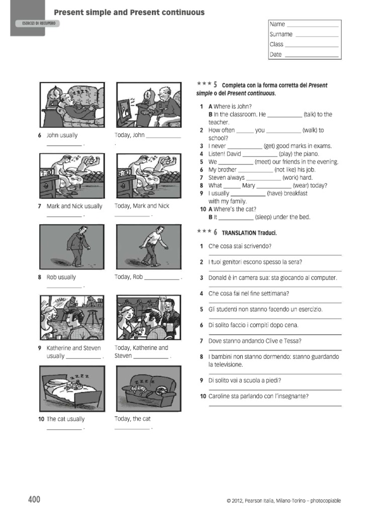 Esercizi PR Simple PR Cont | PDF