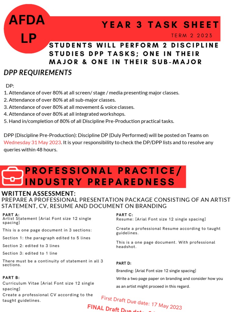 AFDA LP Task Sheet - Term 2 | PDF | Communication