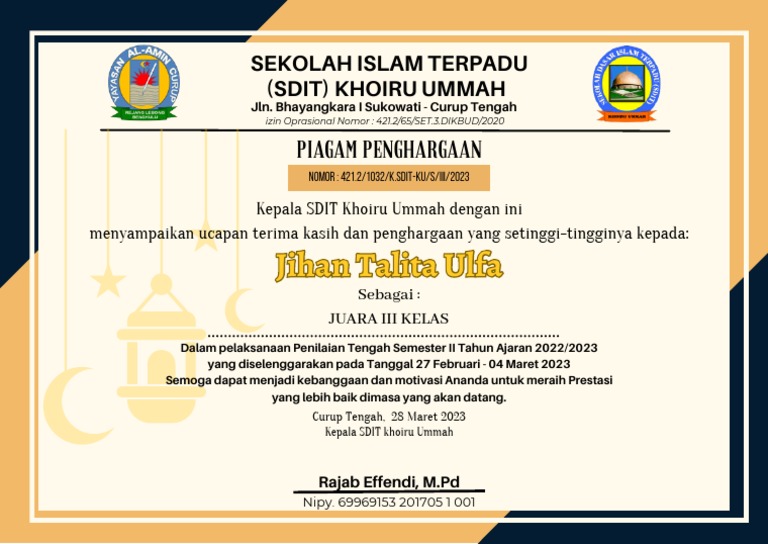 Ungu Elegan Kreatif Piagam Pengahargaan Juara Lomba Karya Tulis PDF | PDF
