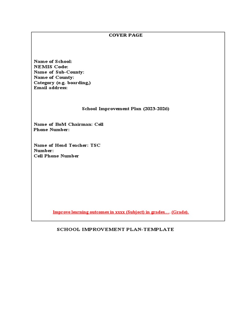 SIP Template - Revised, 15 - 03 - 2023 | PDF | Curriculum | Learning