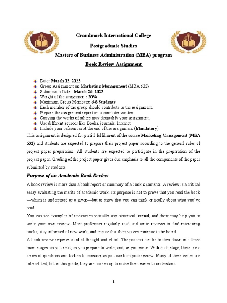 Academic Book Review Guidline GIC | Download Free PDF | Books | Essays