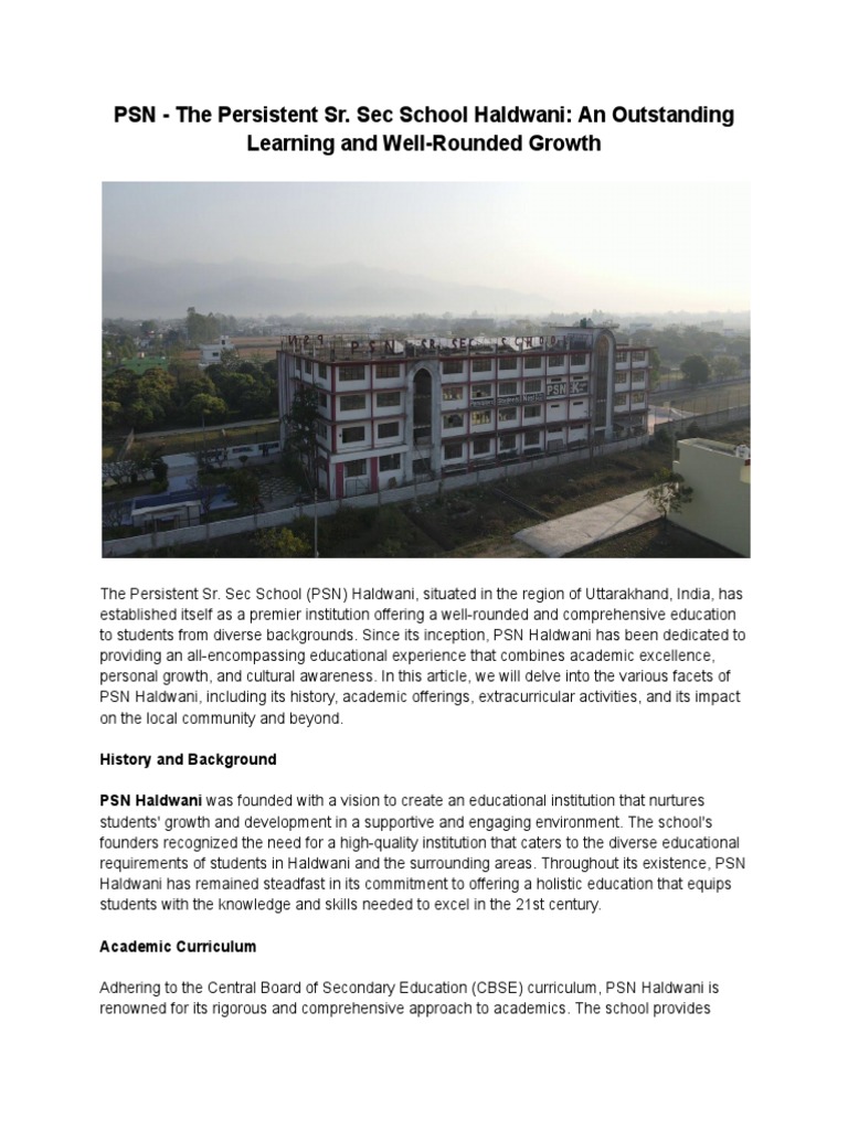 Article 1 - PSN School PDF | Download Free PDF | Curriculum | Schools