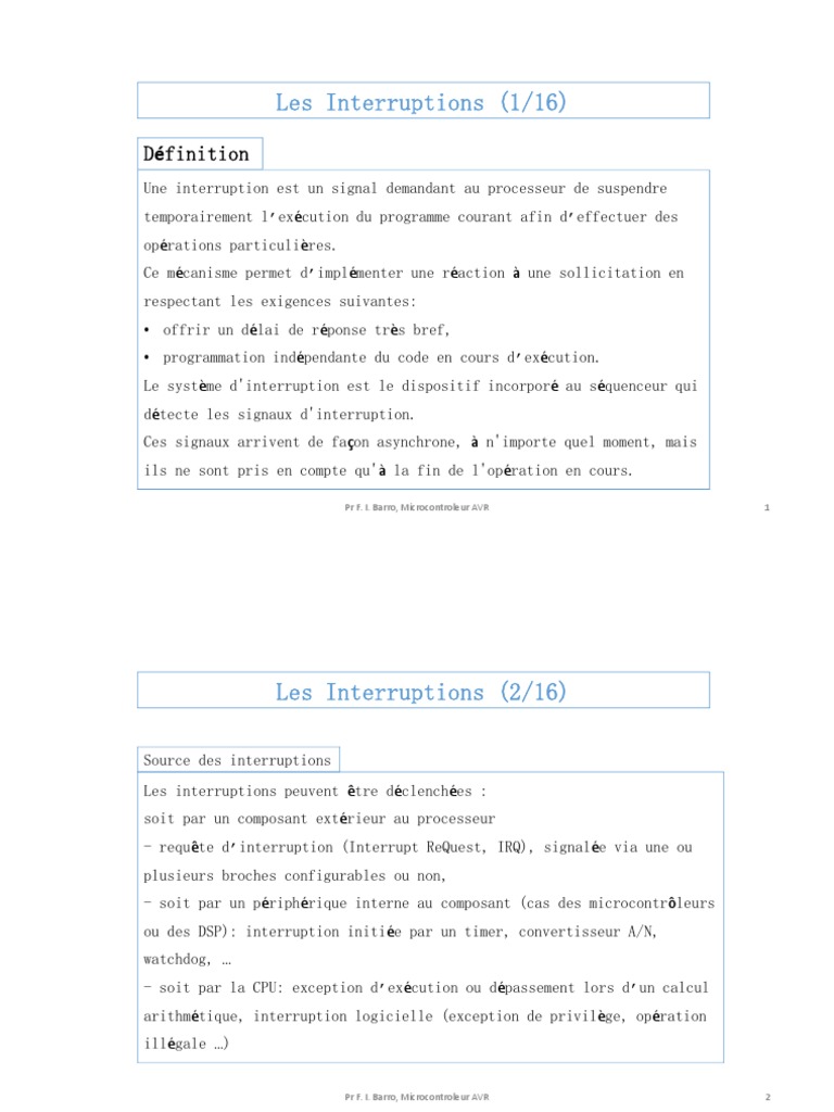 Définition et Mécanisme des Interruptions | PDF | Matériel informatique ...