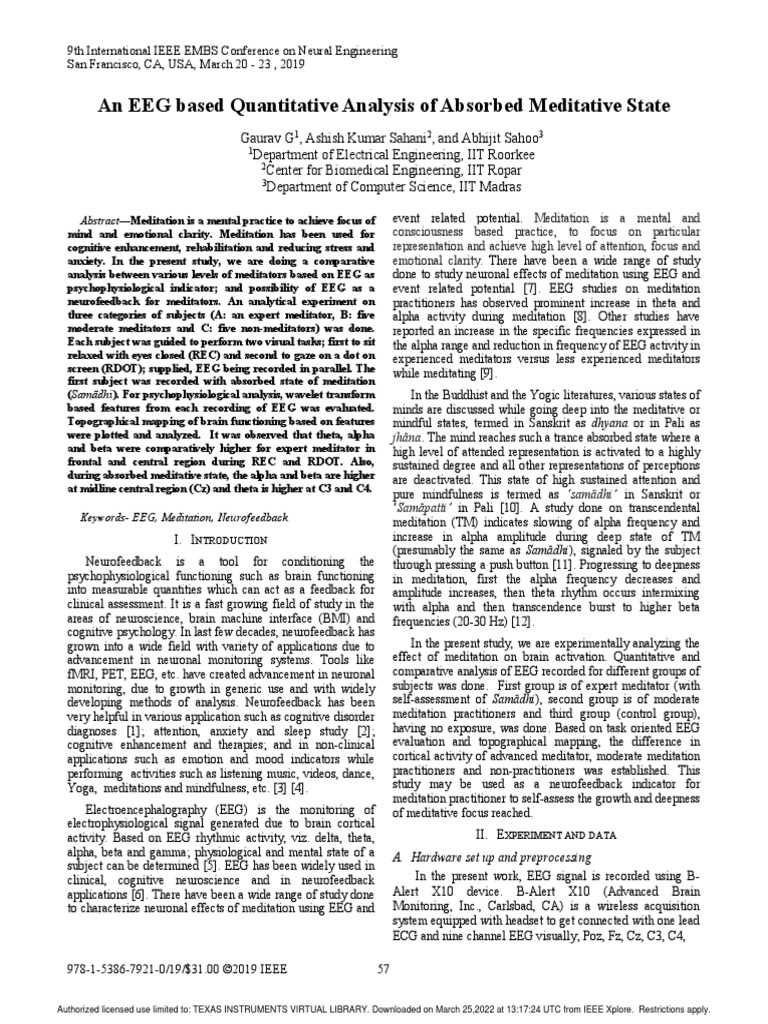 An EEG Based Quantitative Analysis of Absorbed Meditative State | PDF ...