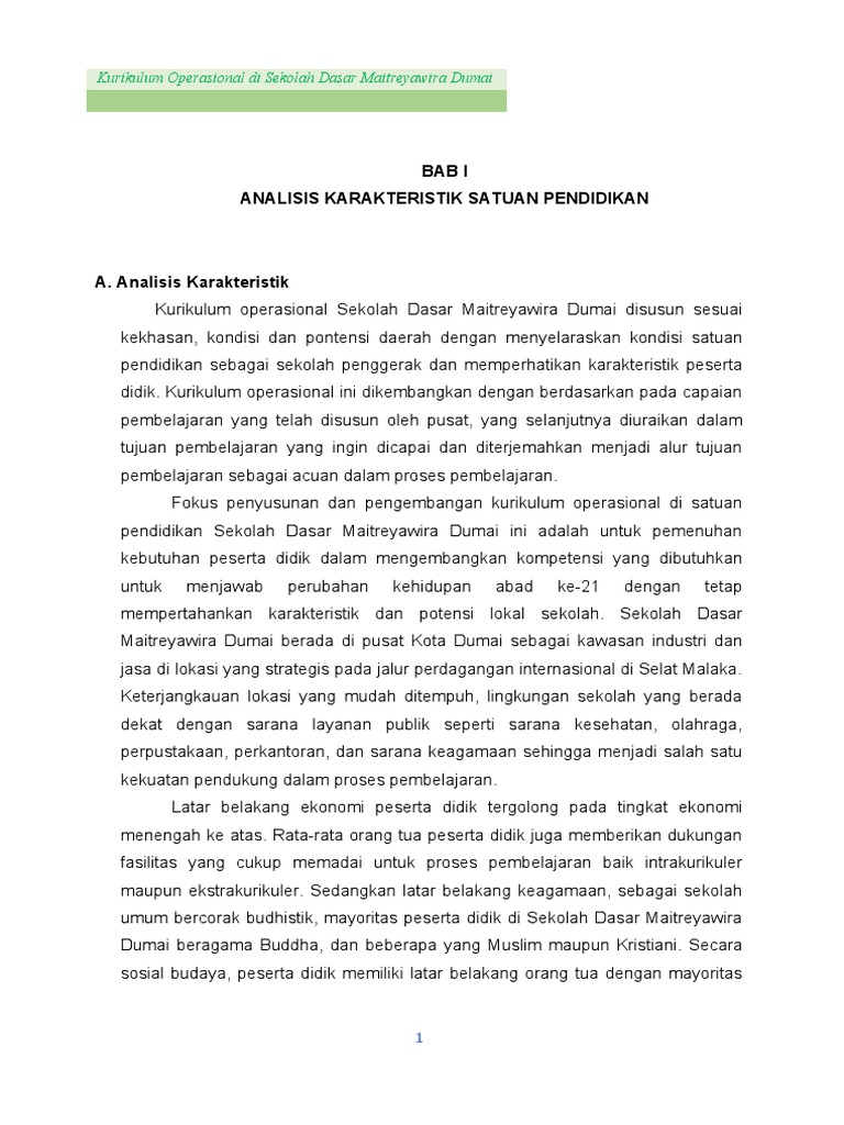 Bab I - Analisis Karakteristik Satuan Pendidikan | PDF