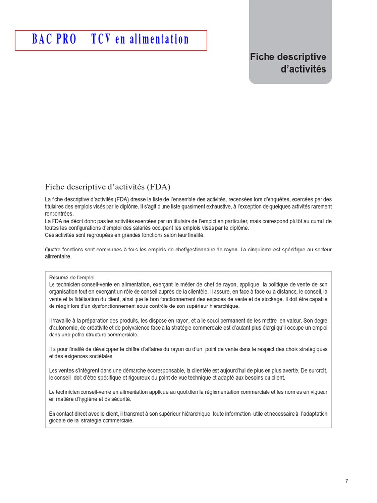 Fiche Descriptive D Activités PDF | PDF | Sodles | Développement durable